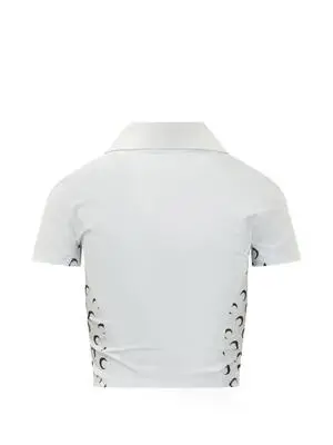 MARINE SERRE Crescent Moon Paneled Polo Top