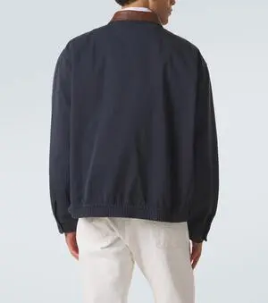 Prada Leather-trimmed Cotton Canvas Blouson Jacket