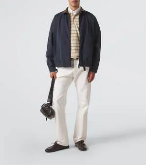 Prada Leather-trimmed Cotton Canvas Blouson Jacket
