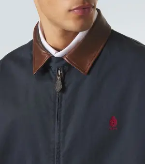 Prada Leather-trimmed Cotton Canvas Blouson Jacket
