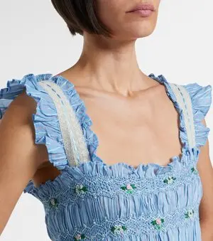Rixo Aubrie Lace-trimmed Cotton Midi Dress