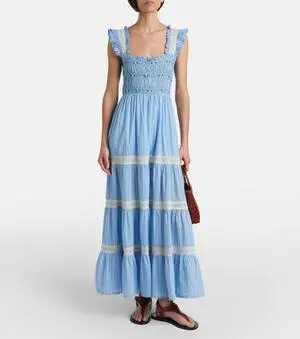Rixo Aubrie Lace-trimmed Cotton Midi Dress