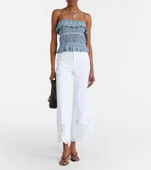 FRAME Eyelet Embroidered Flared Jeans