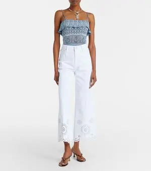 FRAME Eyelet Embroidered Flared Jeans
