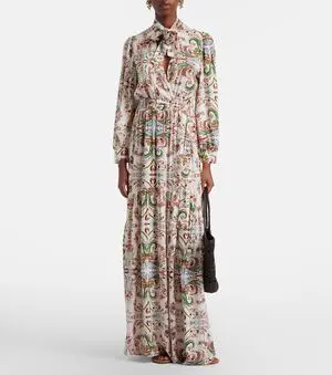 Melissa Odabash Skylar Tie-neck Printed Maxi Dress