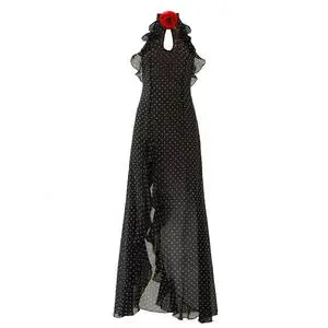 JNSQ (JE NE SAIS QUOI) Jnsq Carmen Polka Dot Silk Chiffon Maxi Dress - Black/red