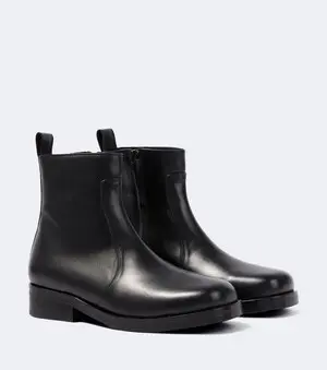 Studio Nicholson Square Leather Ankle Boots - Black
