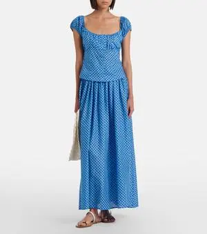MONTCE Millie Plaid Cotton Maxi Skirt - Blue