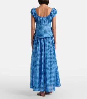 MONTCE Millie Plaid Cotton Maxi Skirt - Blue