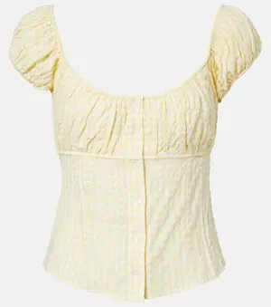 MONTCE Millie Gingham Puff Sleeve Top - Yellow