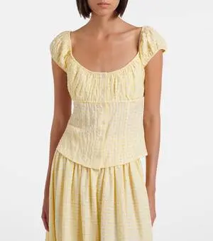 MONTCE Millie Gingham Puff Sleeve Top - Yellow