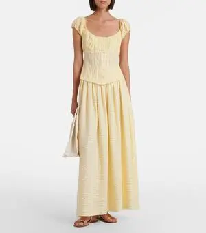 MONTCE Millie Gingham Puff Sleeve Top - Yellow