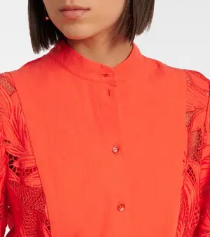 Erdem Embroidered Mesh Midi Dress