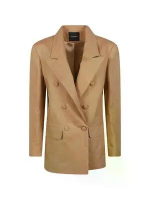ACTUALEE Double-breasted Linen Jacket - Neutrals