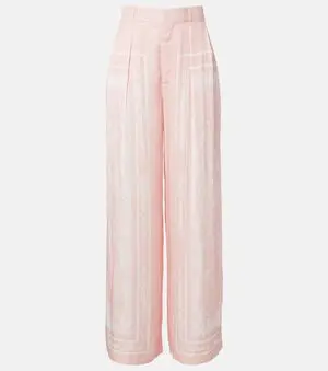 Balmain Printed Satin Palazzo Pants - Pink