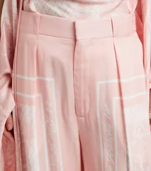 Balmain Printed Satin Palazzo Pants - Pink