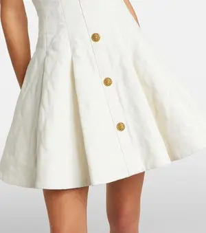 Balmain Denim Mini Dress With Gold Hardware - White