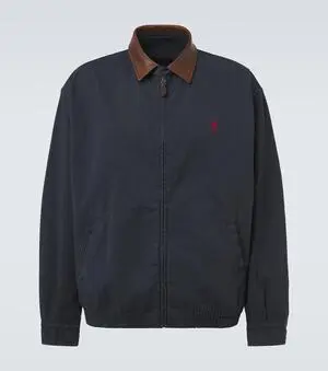 Prada Leather-trimmed Cotton Canvas Blouson Jacket - Blue