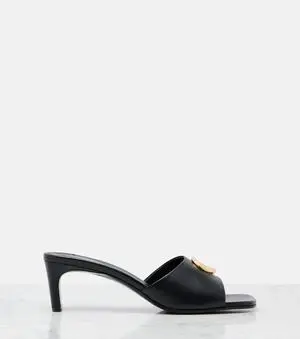 Gucci Double G Leather Mules - Black