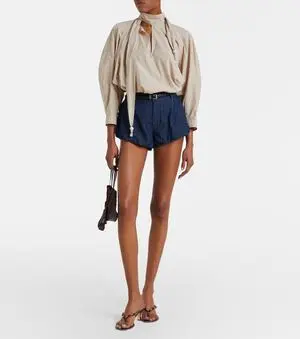 FRAME The Shell Denim Shorts - Blue