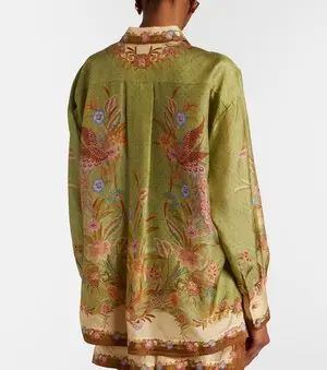 Zimmermann Indra Printed Silk Shirt - Green