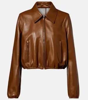 Gucci Leather Bomber Jacket - Brown