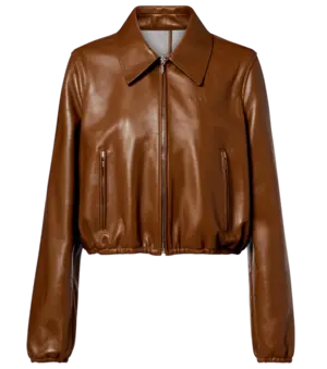 Gucci Leather Bomber Jacket - Brown