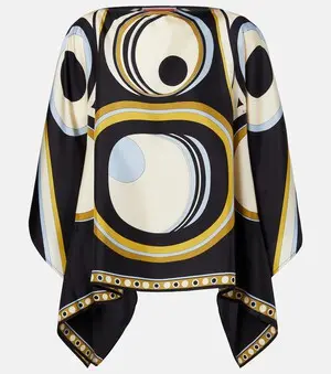 La DoubleJ Printed Silk Twill Foulard Top - Black