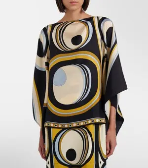 La DoubleJ Printed Silk Twill Foulard Top - Black