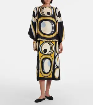 La DoubleJ Printed Silk Twill Foulard Top - Black