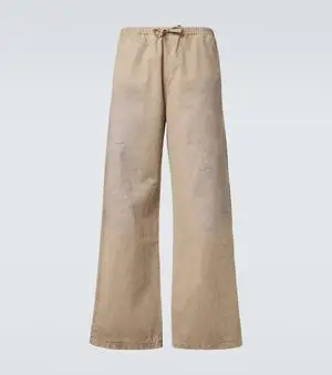 Acne Studios Cotton Twill Wide-leg Pants - Beige