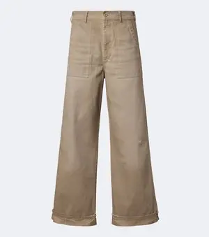 Acne Studios Cotton Twill Wide-leg Pants - Beige