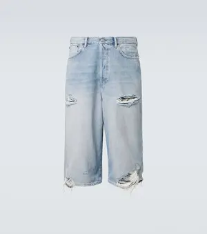 Acne Studios Distressed Denim Bermuda Shorts - Blue