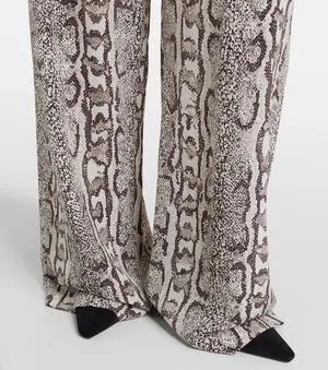 Balenciaga Snake-print Silk Palazzo Pants - Beige