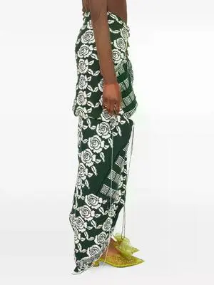 LOUISE LYNGH BJERREGAARD Floral Intarsia Midi Skirt