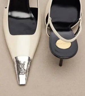 Saint Laurent Jeanne Slingback Pumps - Beige