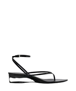 Alaïa Patent Leather Thong Sandals - Black