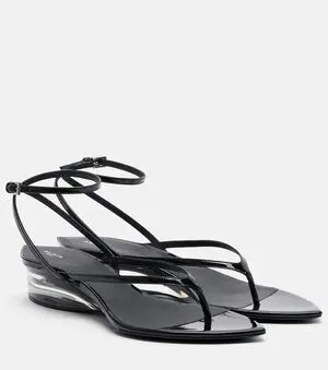 Alaïa Patent Leather Thong Sandals - Black
