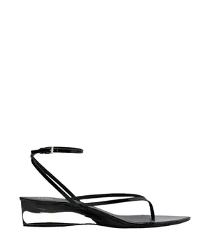 Alaïa Patent Leather Thong Sandals - Black