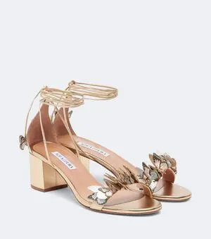 AQUAZZURA Metallic Leather Sandals - Gold