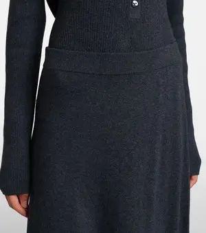LISA YANG Adrienne Cotton And Cashmere Midi Skirt - Grey