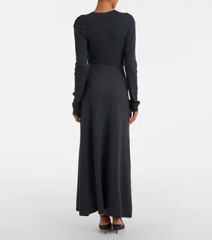 LISA YANG Adrienne Cotton And Cashmere Midi Skirt - Grey