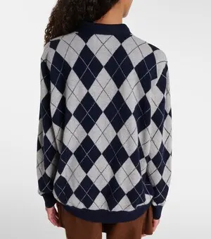 LISA YANG Raelyn Argyle Cashmere Cardigan - Grey