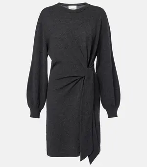 LISA YANG Gabrielle Gathered Cashmere Sweater Dress - Grey