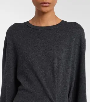 LISA YANG Gabrielle Gathered Cashmere Sweater Dress - Grey