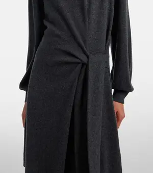 LISA YANG Gabrielle Gathered Cashmere Sweater Dress - Grey