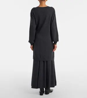 LISA YANG Gabrielle Gathered Cashmere Sweater Dress - Grey