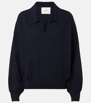 LISA YANG Katriel Cashmere Polo Sweater - Blue