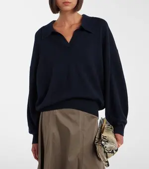 LISA YANG Katriel Cashmere Polo Sweater - Blue