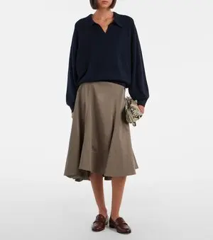 LISA YANG Katriel Cashmere Polo Sweater - Blue